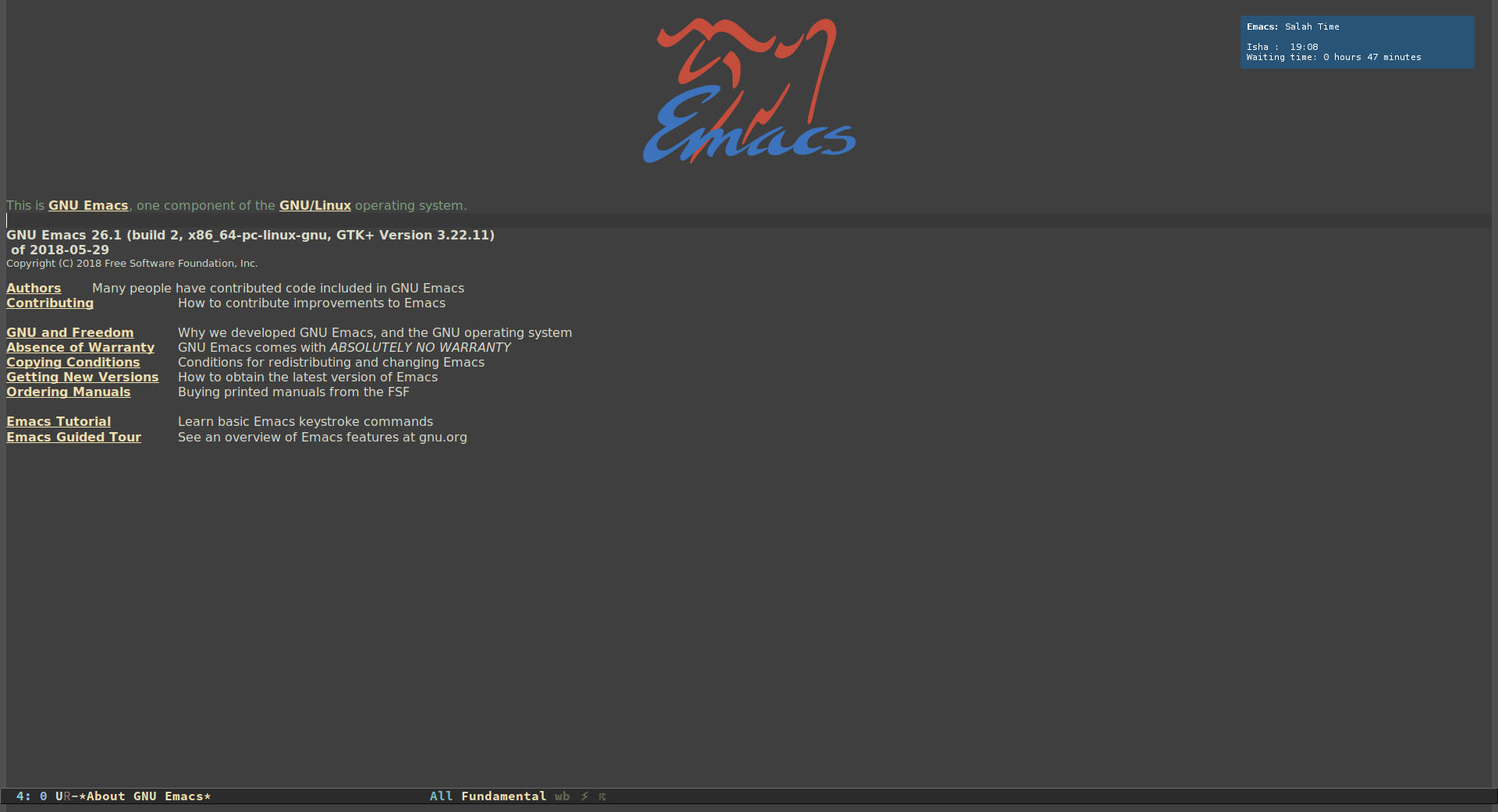 GitHub - azzamsa/salah-time: Display the salah time in Emacs