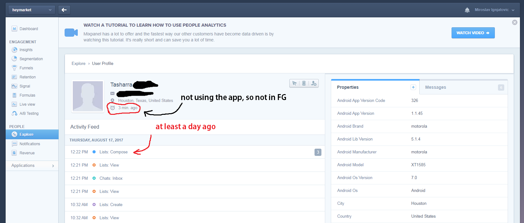 My App Service Is Running In Background But I Do Not Want Mixpanel To Present Like The User Is