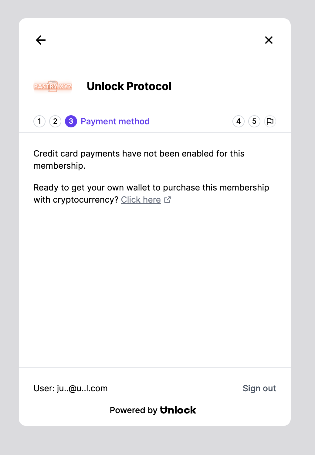 'Don't Have a Crypto Wallet' should not be displayed when Stripe has not been connected to a ...