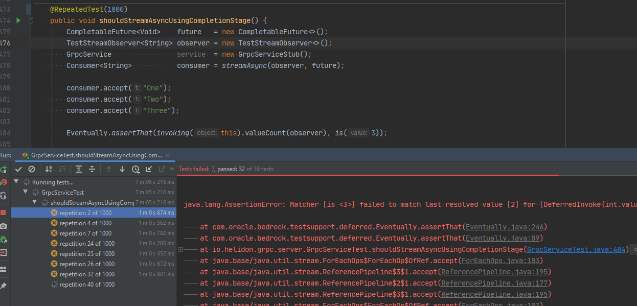 Flaky GrpcServiceTest · Issue #1911 · helidon-io/helidon · GitHub