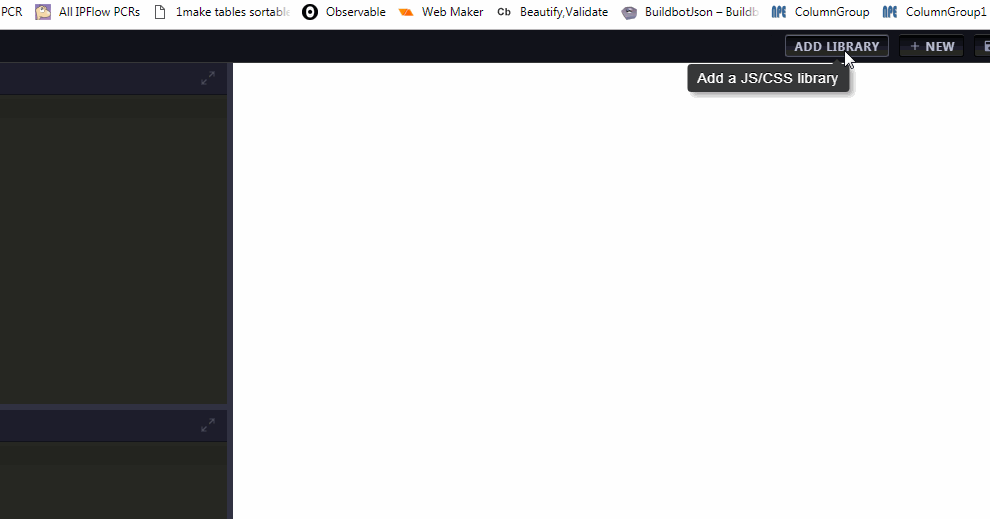 [v3.3.1] Add Library from search box is broken · Issue #322 · chinchang/web-maker · GitHub