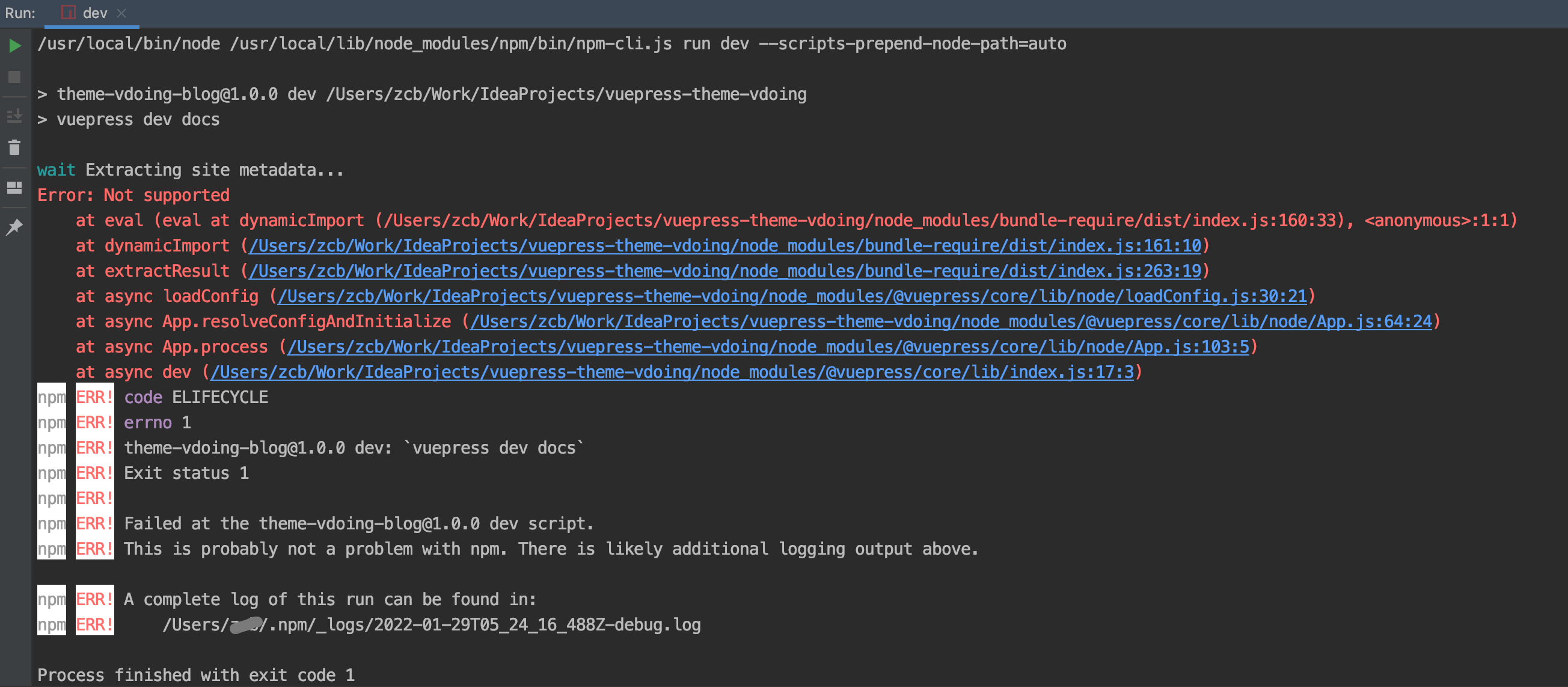 [bug]: 项目下载后无法运行报错Not supported · Issue #546 · xugaoyi/vuepress-theme-vdoing · GitHub