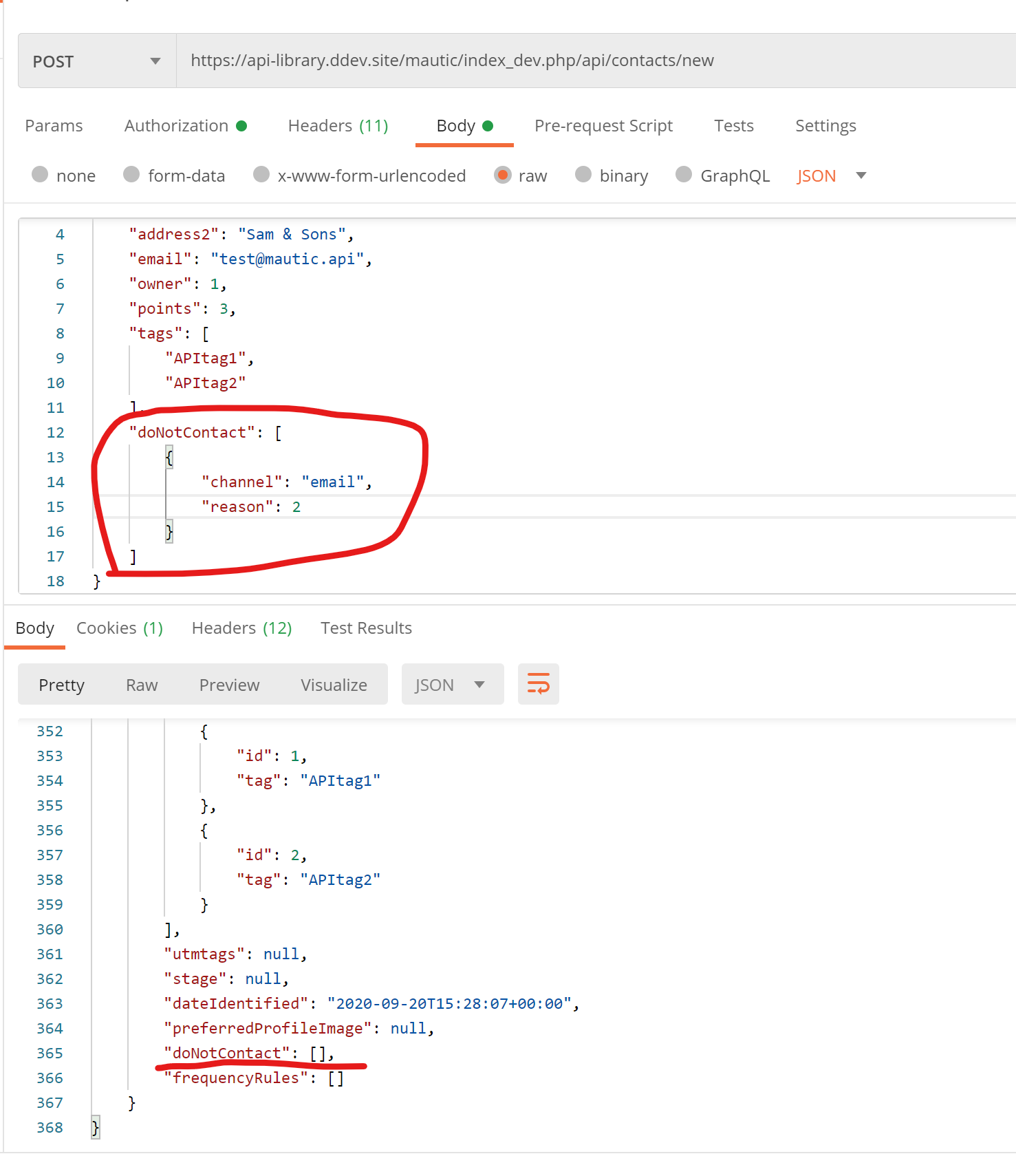 Add DNC (do not contact) while creating contact through API doesn't work · Issue #9224 · mautic ...