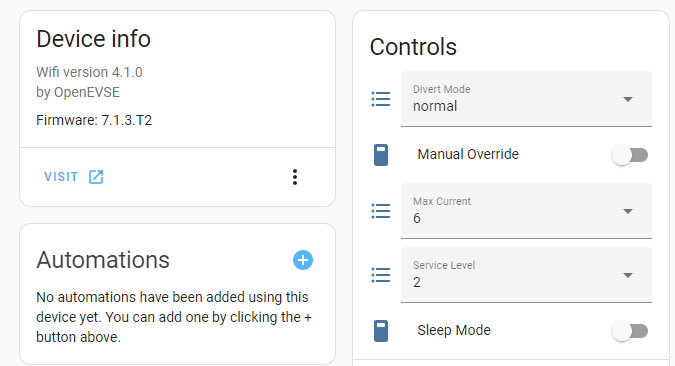 Max current and Service level values not updating in HA · Issue #108 · firstof9/openevse · GitHub