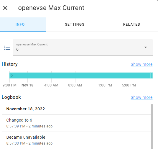 Max current and Service level values not updating in HA · Issue #108 · firstof9/openevse · GitHub