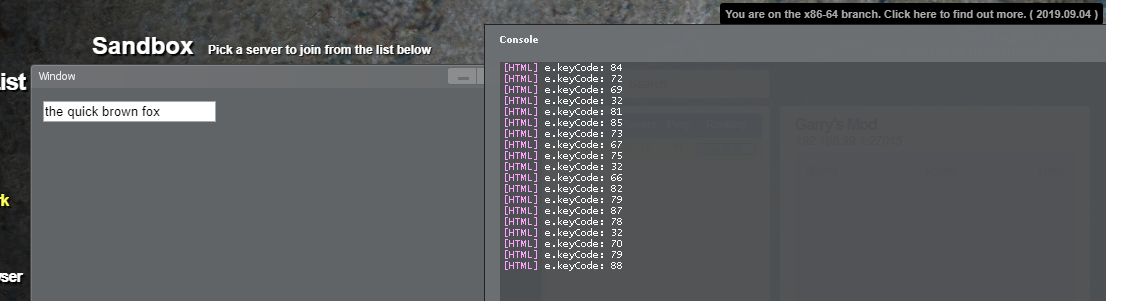 Keydown JS events do not work on x86-64 branches · Issue #3993 · Facepunch/garrysmod-issues · GitHub