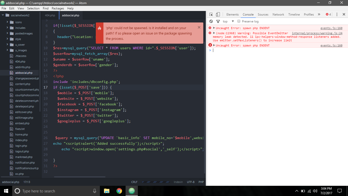 Error Php Could Not Be Spawned · Issue 14938 · Atomatom · Github 1966