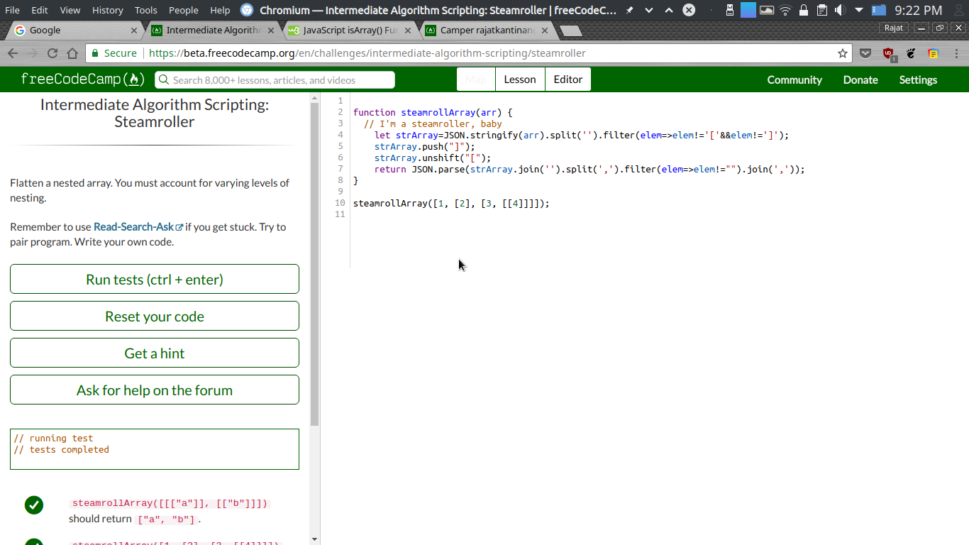 Cheating With Json Parser In Steam Roller Challenge · Issue 17180 · Freecodecamp Freecodecamp