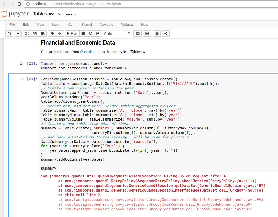 error when use Quandl lib (Groovy) · Issue #7700 · twosigma/beakerx · GitHub