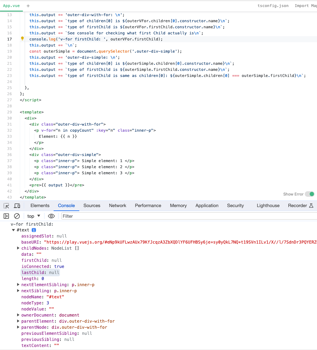 vNode API exposed over 'firstChild' through v-for directive · Issue #9469 · vuejs/core · GitHub