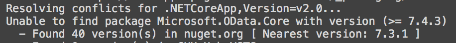 [feature/netcore] Recent nightly NuGet packages unable to build due to Microsoft.OData.Core ...