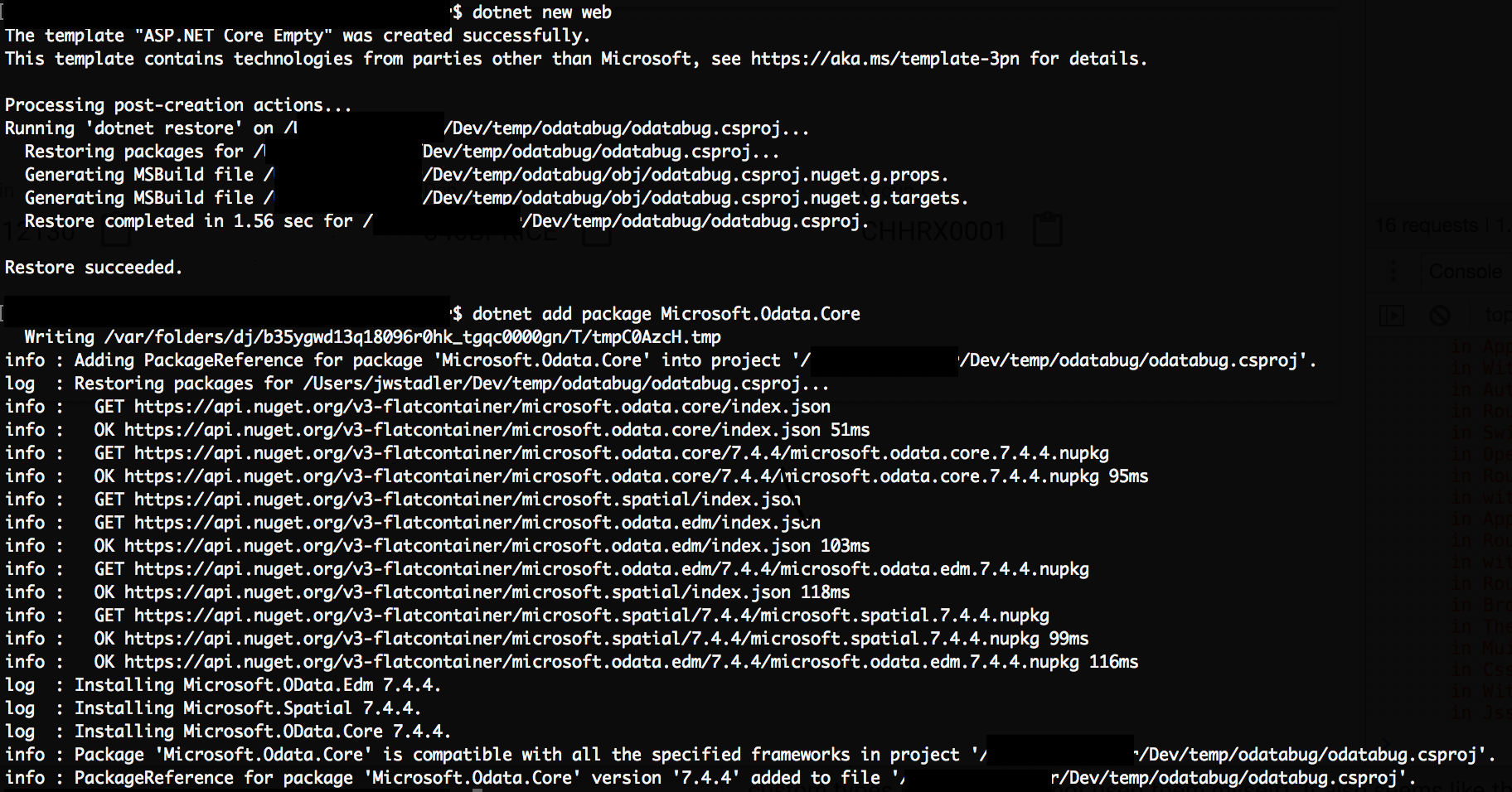 [feature/netcore] Recent nightly NuGet packages unable to build due to Microsoft.OData.Core ...