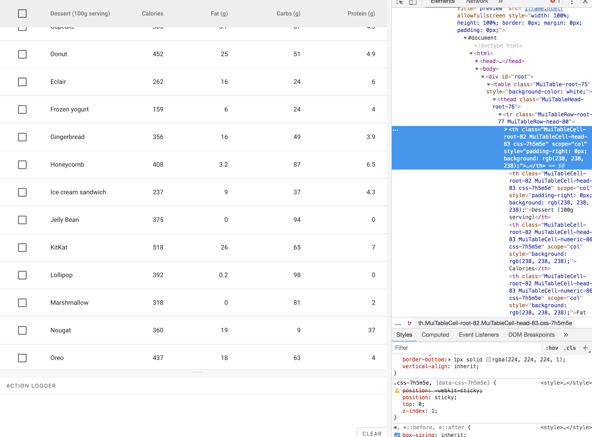 sticky header shows overlapping checkbox from body row cell · Issue #19 · techniq/mui-table · GitHub