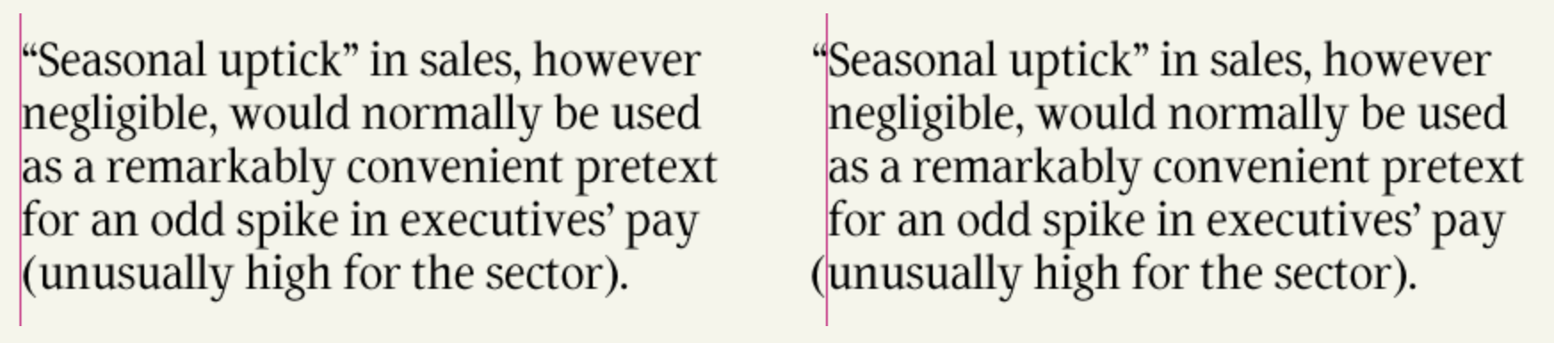 Hanging punctuation should include hyphens, particularly those used ...