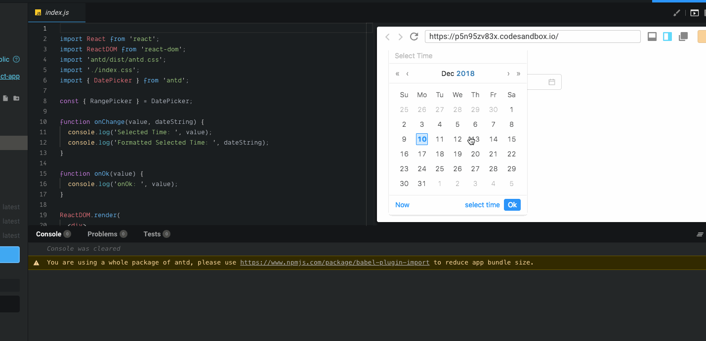 Usage on ref on Header.jsx file in "rc-timepicker" throw "Element ref ...