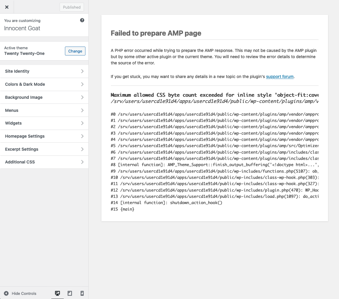 PHP error thrown in Customizer when using `object-fit="cover"` attribute and styles · Issue ...