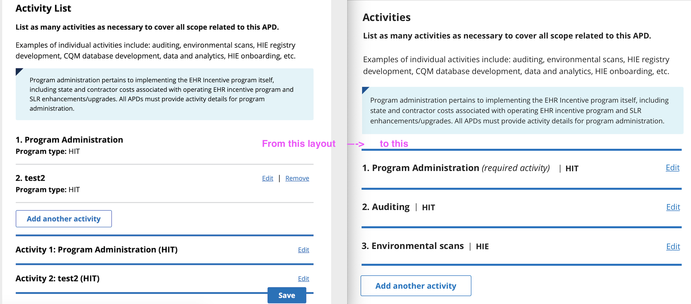 Update activity list · Issue #1942 · Enterprise-CMCS/eAPD · GitHub