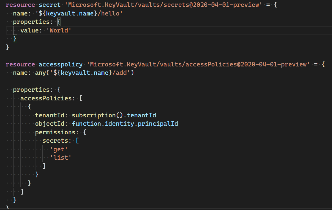 Issue with keyvault access policy resource · Issue #1058 · Azure/bicep · GitHub
