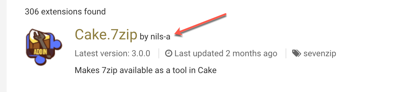 Add hyperlink to Cake extension's author in the website · Issue #2550 · cake-build/website · GitHub