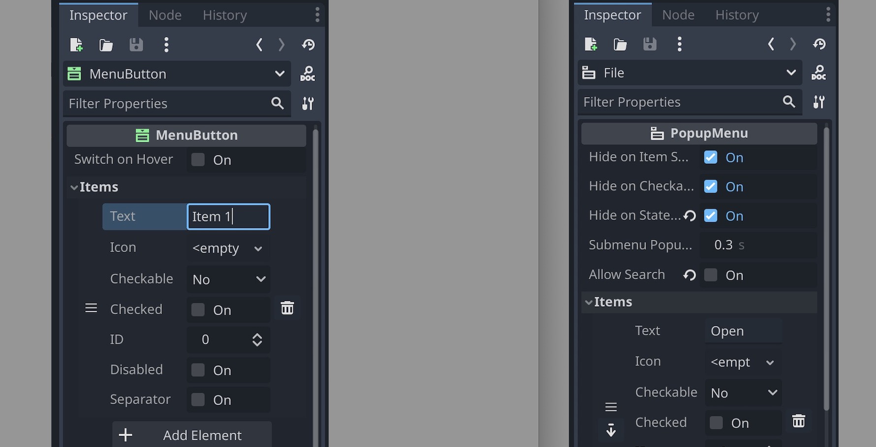 Add MenuItem nodes to represent items in PopupMenus and MenuButtons ...