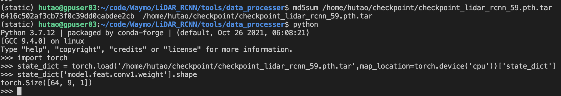 checkpoint shape error · Issue #36 · tusen-ai/LiDAR_RCNN · GitHub