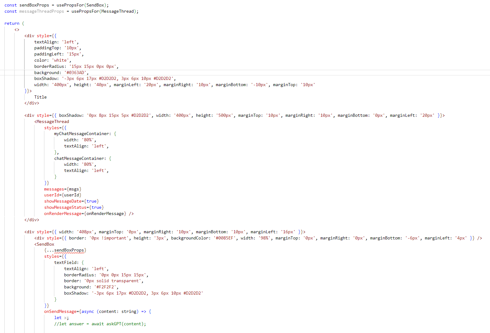 Can't use usePropsFor() in spread operator in app that integrates ...