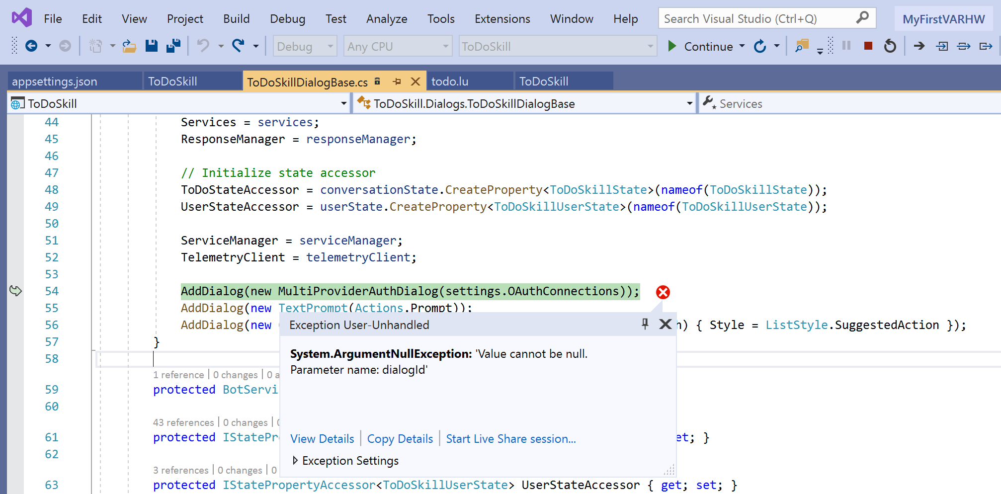 ToDo Skill throws · Issue #1425 · microsoft/botframework-solutions · GitHub