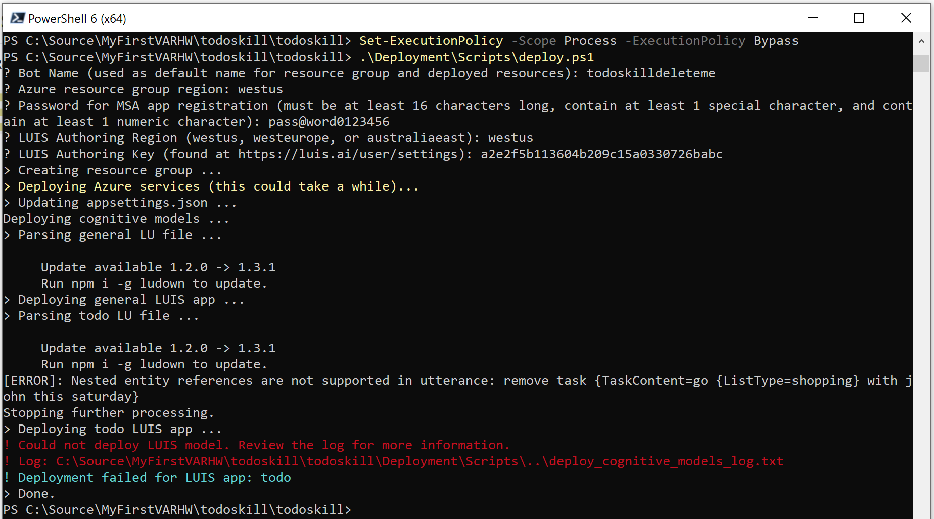 Error with ToDo Skill when deploy.ps1 is run (but found a workaround ...