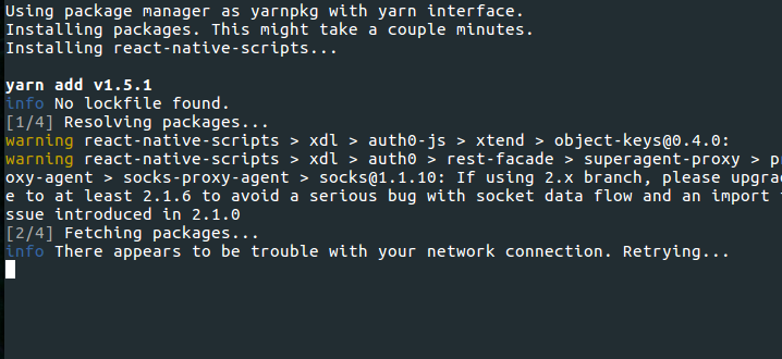 There appears to be trouble with your network connection. Retrying ...