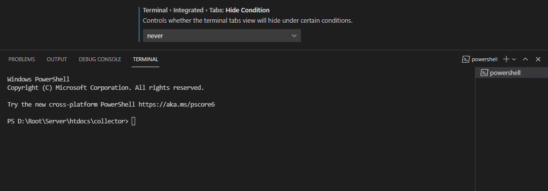 Terminal tabs `hide condition` with `never` value problem · Issue ...