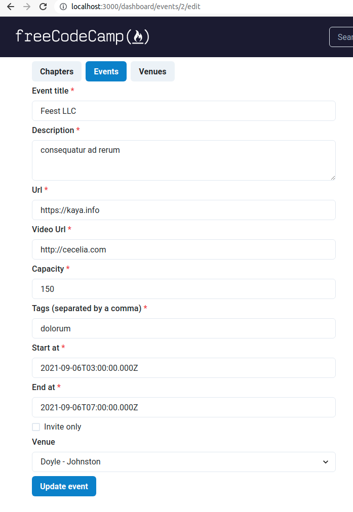 UI: As an organizer I can cancel events and all participants who have RSVP'd will get an email ...