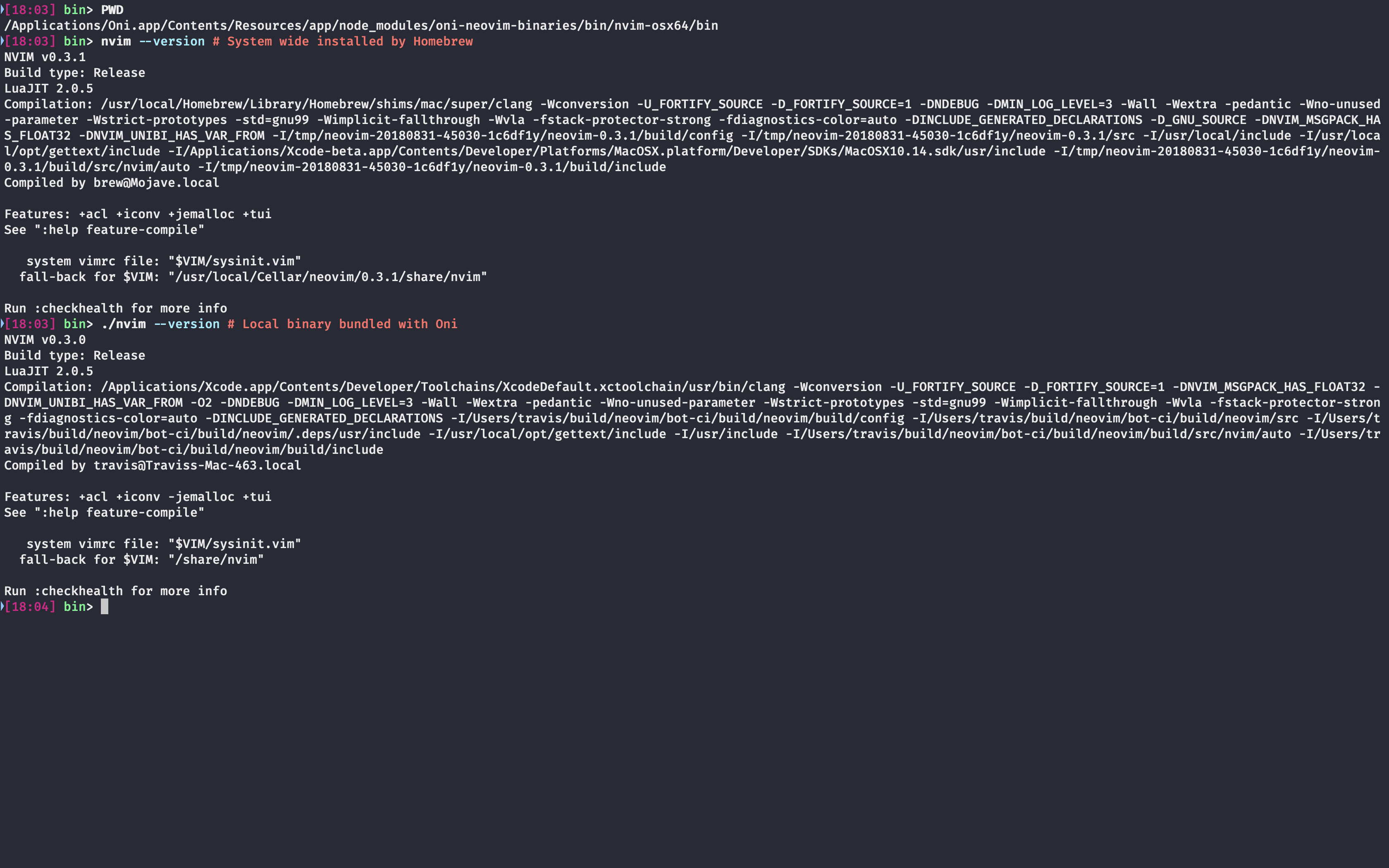 New windows of Oni 0.3.6 are unable to launch Neovim after local Neovim is updated to 0.3.1 ...