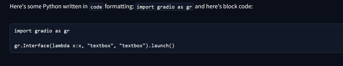 Remove backticks for inline code in `Markdown` · Issue #2798 · gradio-app/gradio · GitHub