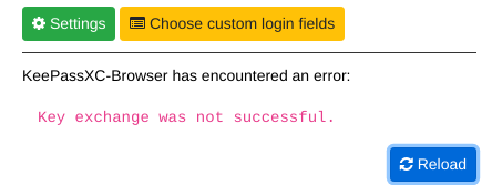 " Key exchange was not successful" all browsers · Issue #1313 · keepassxreboot/keepassxc-browser ...