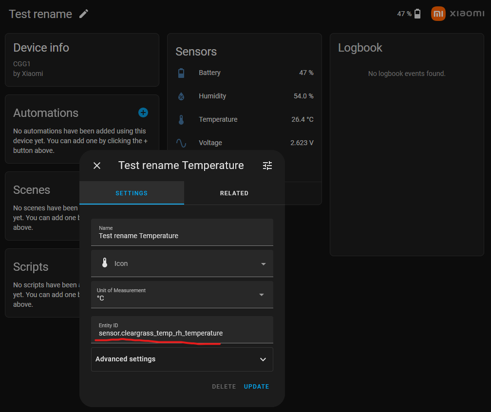 Renaming Xiaomi_BLE device does not change entity ID · Issue #76162 ...
