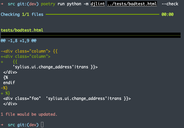 [BUG] [Formatter] djlint does not run with the --check or --reformat parameter · Issue #601 ...