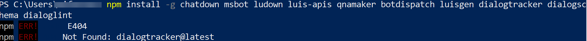 Install CLI tools - Dialogtracker · Issue #1105 · microsoft/botbuilder-tools · GitHub