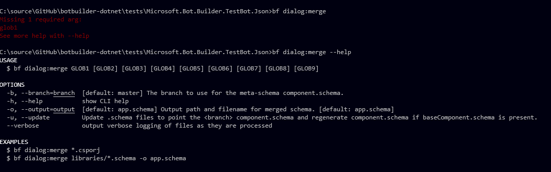 bf dialog:merge doesn't display help when there are no arguments · Issue #725 · microsoft ...