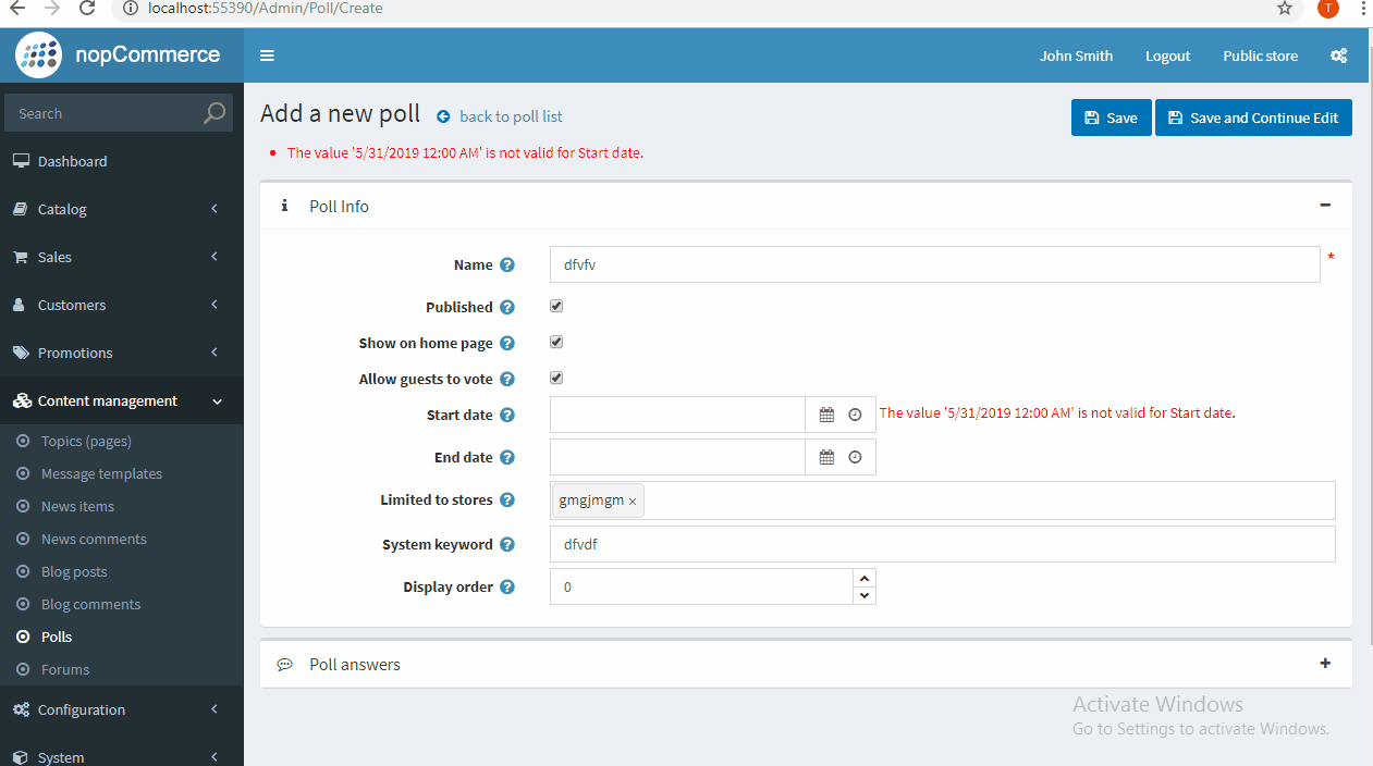 Polls start date issue · Issue #3886 · nopSolutions/nopCommerce · GitHub
