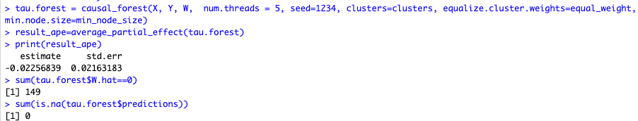 average_partial_effect gets "NA" when there is no missing value in tau.forest$predictions ...