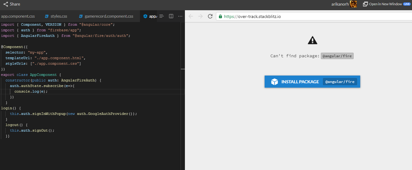 Can't fire package @angular/fire · Issue #1231 · stackblitz/core · GitHub