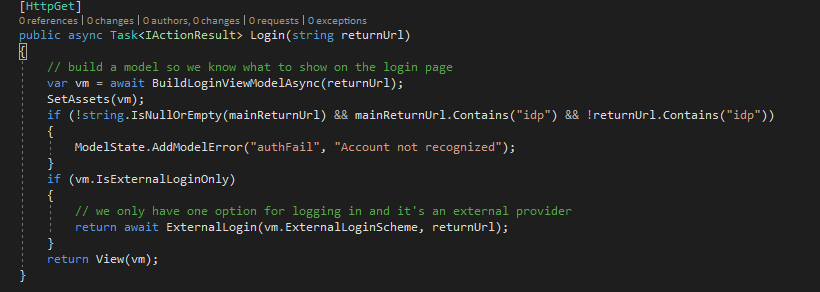 Using Windows auth as the only IdentityProvider results in infinite ...