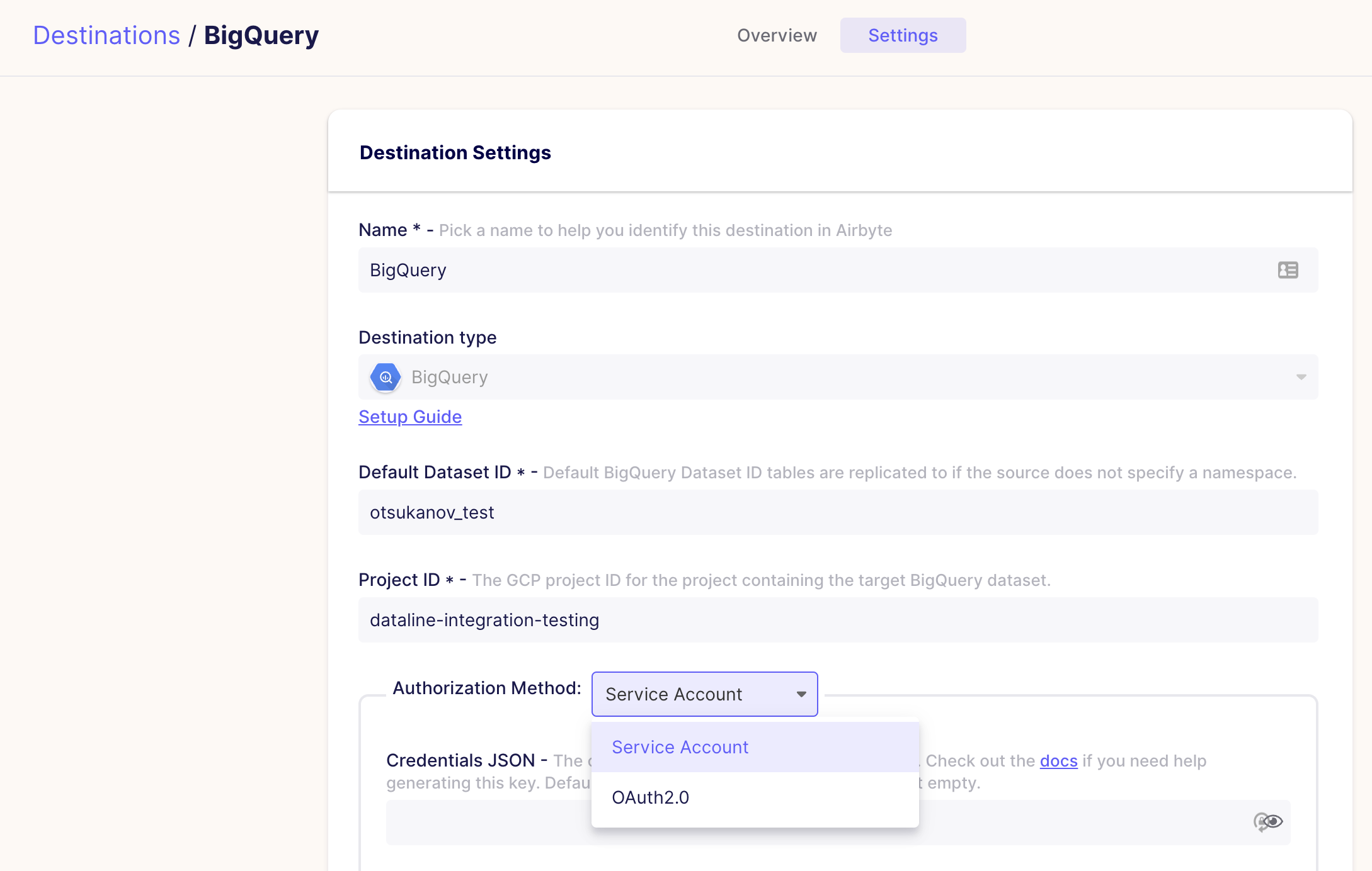 Support Oauth for bigquery destination · Issue #9021 · airbytehq/airbyte · GitHub