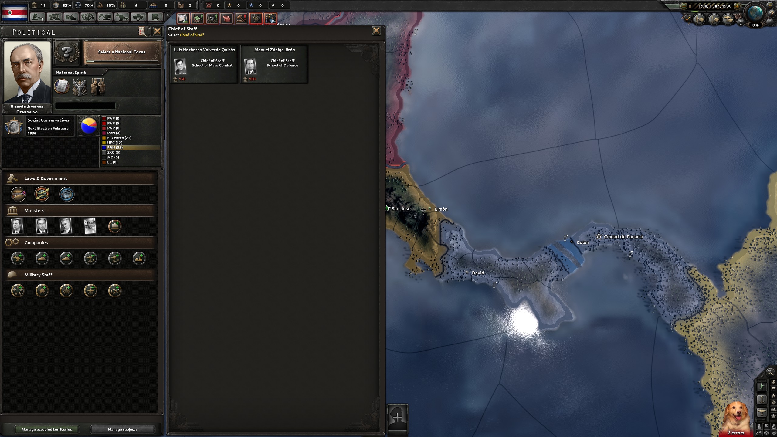 Costa Rica (0.8) is missing Ministers and Military Staff · Issue #2663 · Kaiserreich/Kaiserreich ...