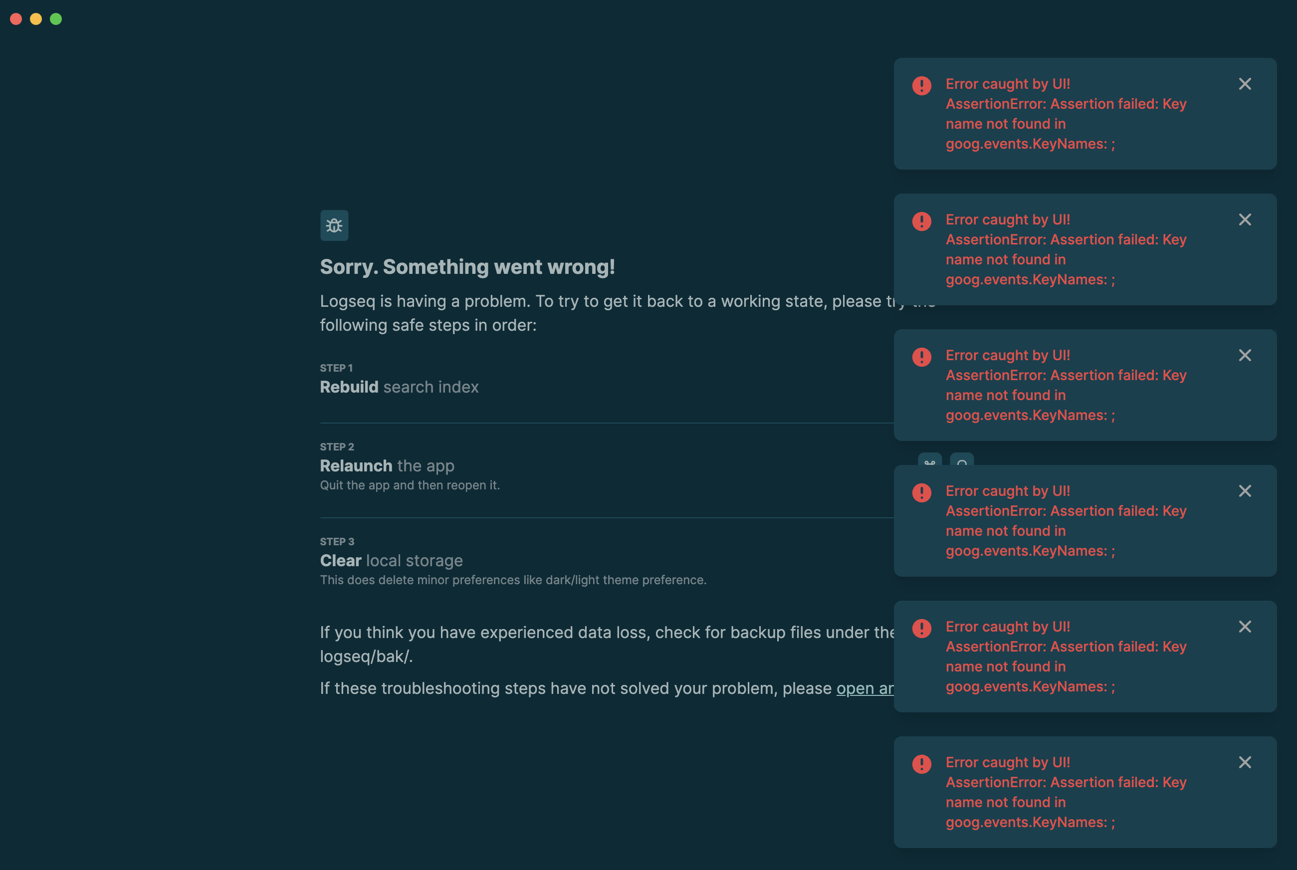 The page of all shortcuts crashed when parsing unsupported binding key · Issue #5235 · logseq ...