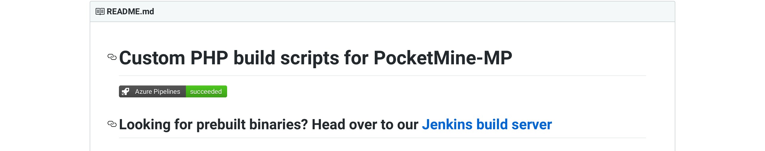 Broken Link Of Jenkins Build Server In Readmemd · Issue 85 · Pmmpphp Binaries · Github