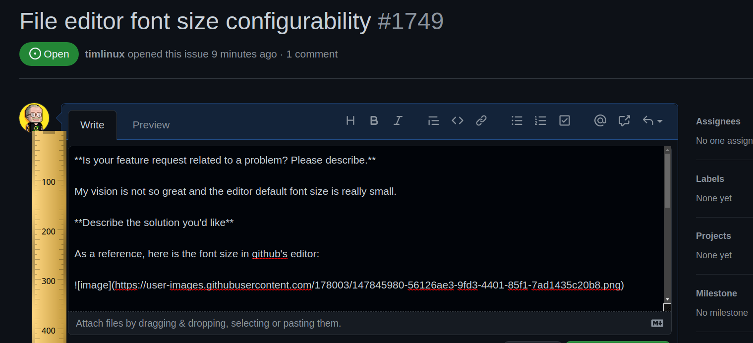 File editor font size configurability · Issue #1749 · filebrowser/filebrowser · GitHub
