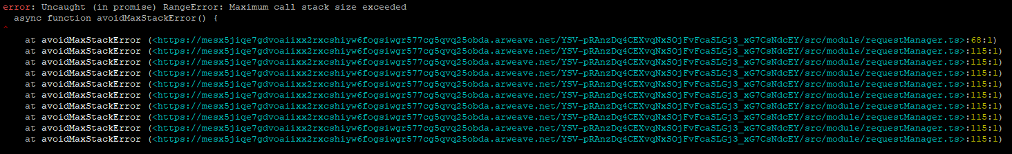 Error Uncaught In Promise Rangeerror Maximum Call Stack Size Exceeded · Issue 214