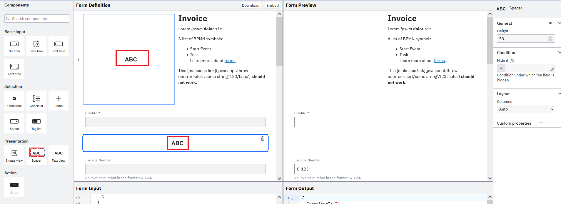 Implement spacer component · Issue #731 · bpmn-io/form-js · GitHub