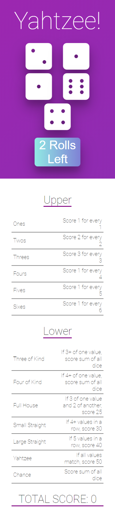 GitHub - rusakovic/yahtzee